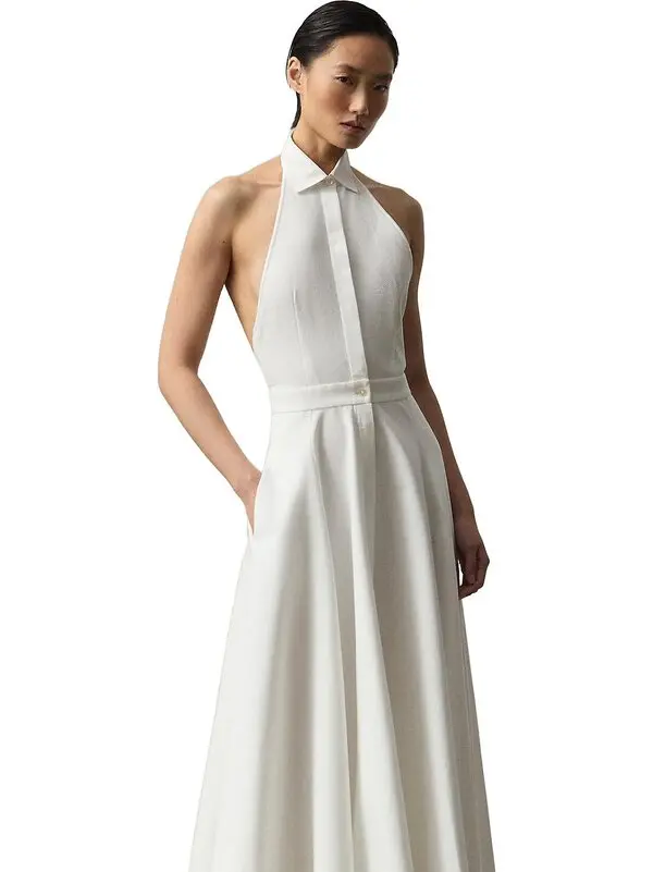 Ralph Lauren Eldred Cotton Piqué Halter Dress - White