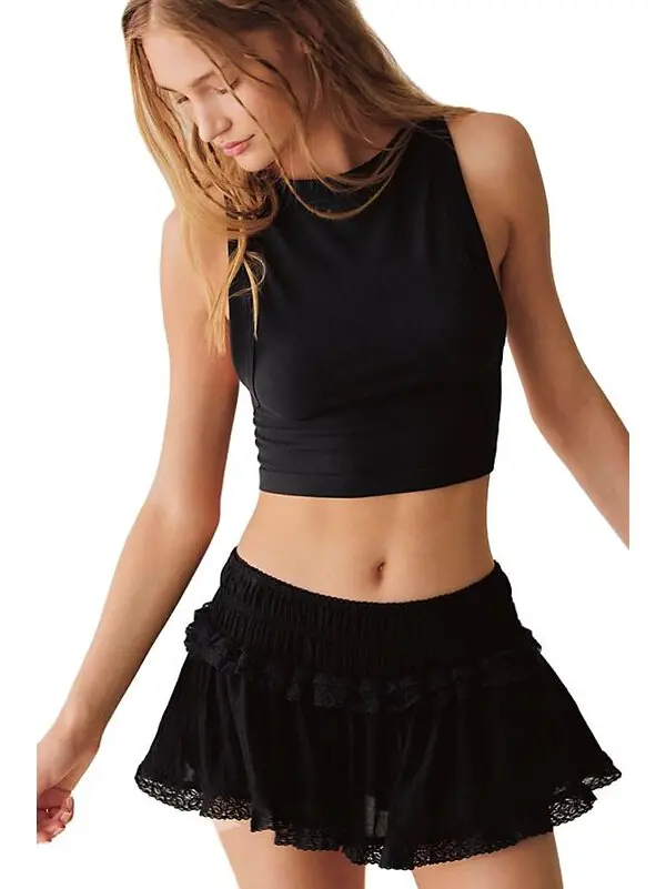 Free People Intimately Simply Soft Low-arm Crop Top - Black