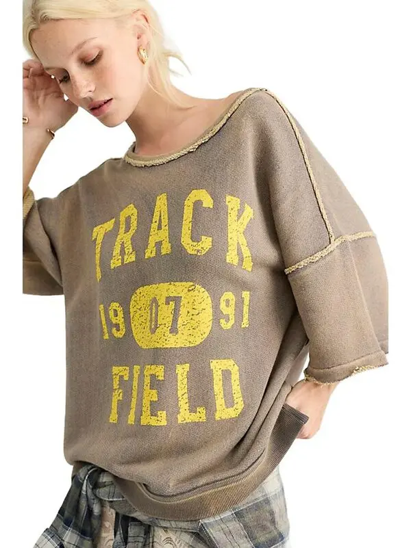 Free People We The Free Faded Memory Graphic Pullover - Stone Combo