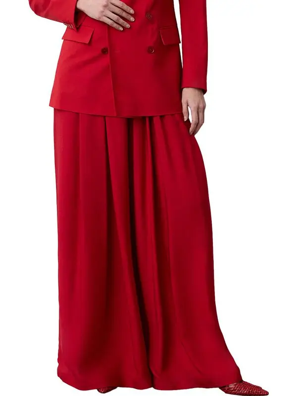 Ralph Lauren Vanessa Satin Wide-leg Palazzo Pants - Bright Red