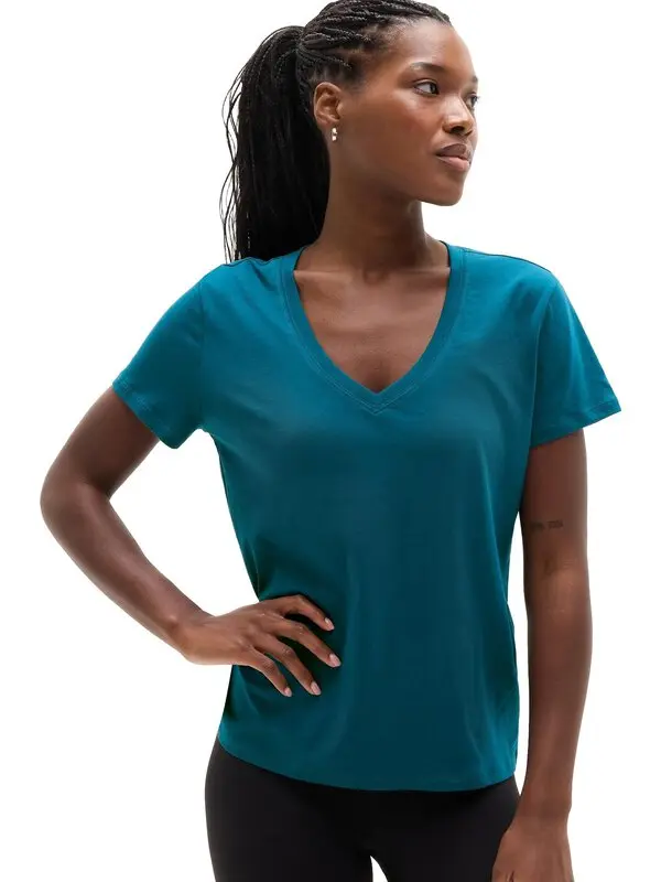 Athleta Favorite Cotton V-neck Tee - Coastal Teal