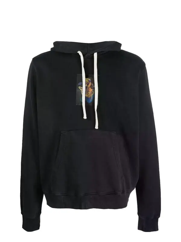 DIESEL® Cotton Graphic Print Hoodie - Black