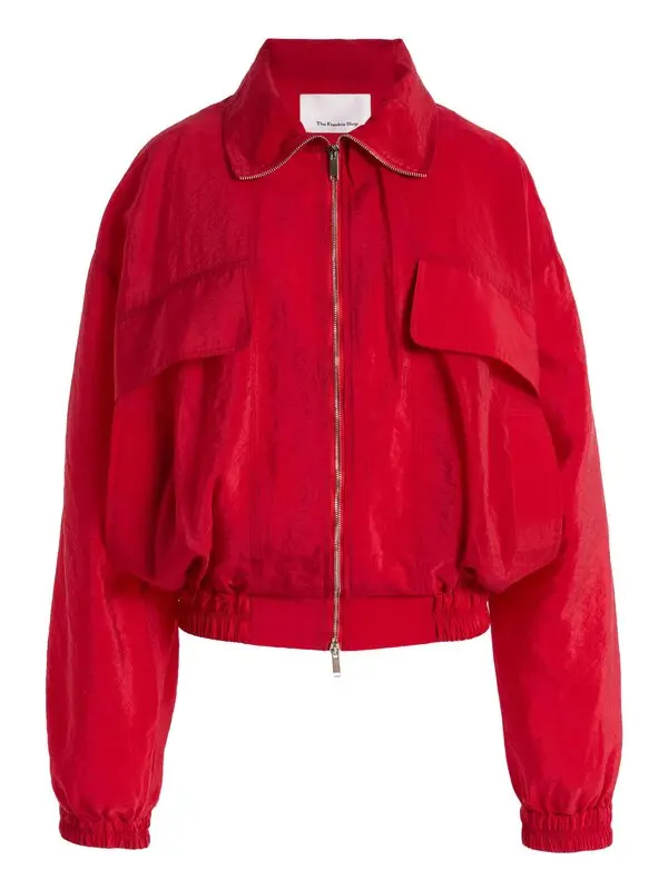 THE FRANKIE SHOP Drea Sheer Bomber Jacket - Red