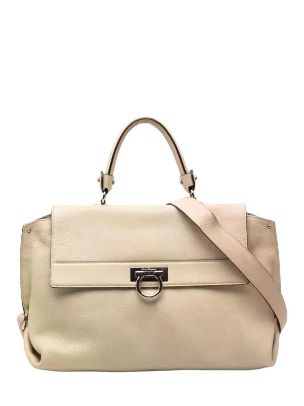 FERRAGAMO Leather Gancini Sofia Satchel - Brown