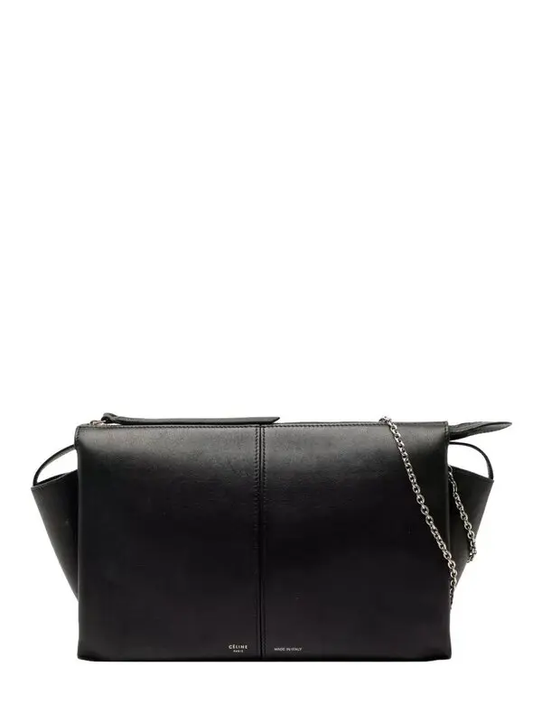 Celine Trifold Leather Clutch On Chain Bag - Black
