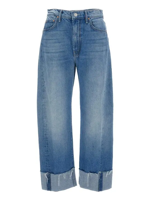 MOTHER The Half-pipe Ankle Cuff Fray Jeans - Blue