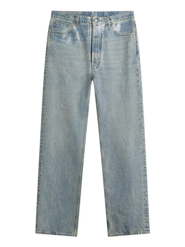 MAISON MARGIELA Taped Waist Straight Leg Jeans - Ice Blue
