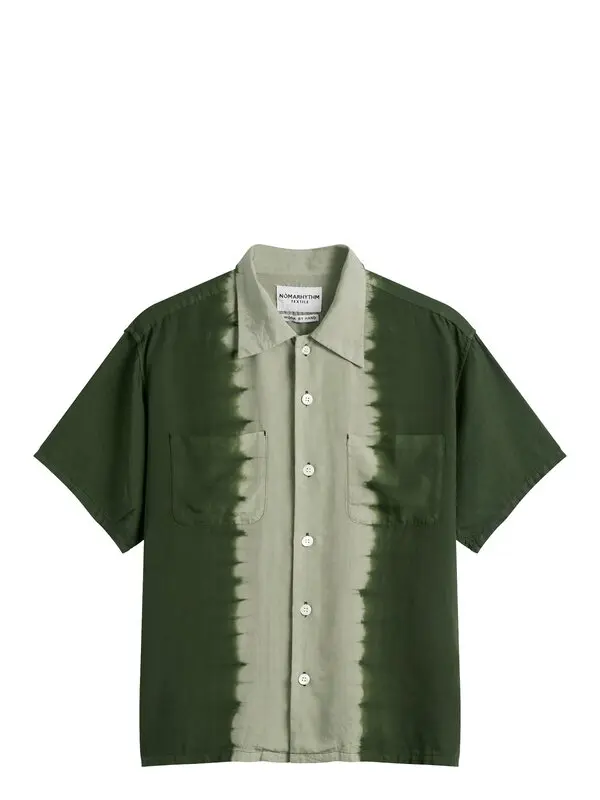NOMARHYTHM TEXTILE Hand Dye Open Collar Shirt - Forest Green