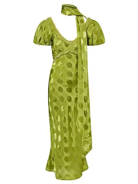 DAMSON MADDER Aoife Jacquard-spot Woven Midi Dress - Green
