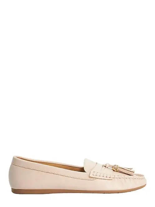 DUNE Leather Penny Loafers With Tassel Detailing - Blush Leather