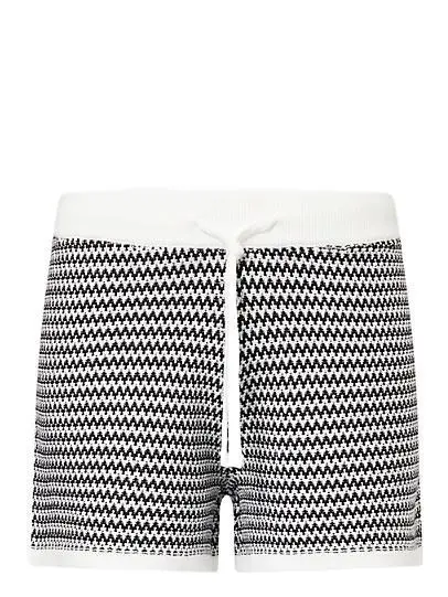 Varley Villiers Zigzag Pattern Cotton Shorts - Snow White / Black