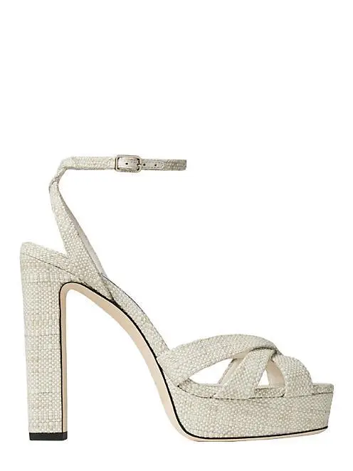 JIMMY CHOO Kove 120 Raffia Platform Sandals - Natural