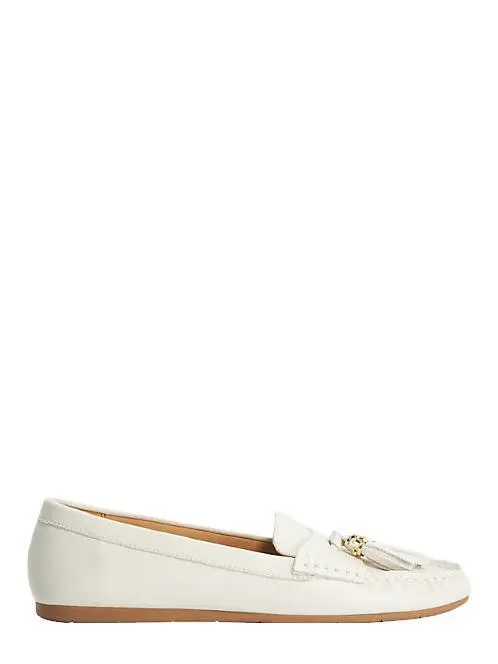 DUNE Leather Penny Loafers With Tassel Detailing - White Leather