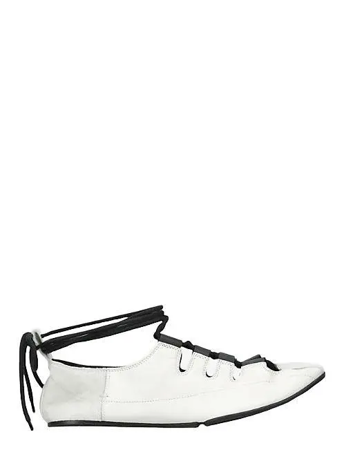 Alaïa Fold Laced Leather Ballet Flats - White/blk
