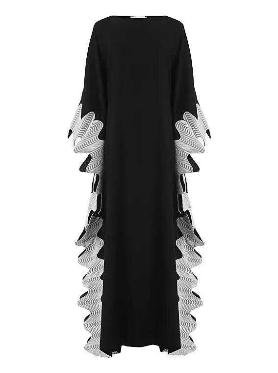 LEEM Monochrome Woven Kaftan - Black