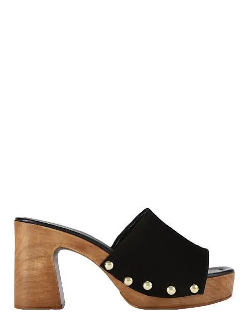 Carvela Novella Suede Heeled Mules With Gold-toned Stud Embellishments - Black
