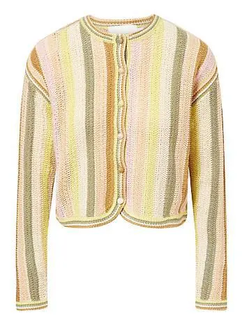Zimmermann Indra Stripe Crochet Cotton Cardigan - Multi