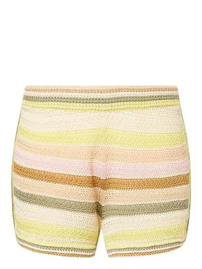 Zimmermann Indra Stripe Crochet Cotton Shorts - Multi