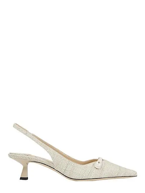JIMMY CHOO Amita 45 Raffia Slingback Pumps - Natural
