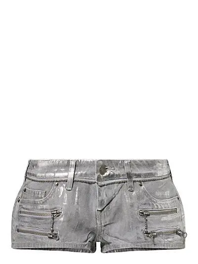 JADED LONDON Ardor Coated Denim Mini Shorts - Silver