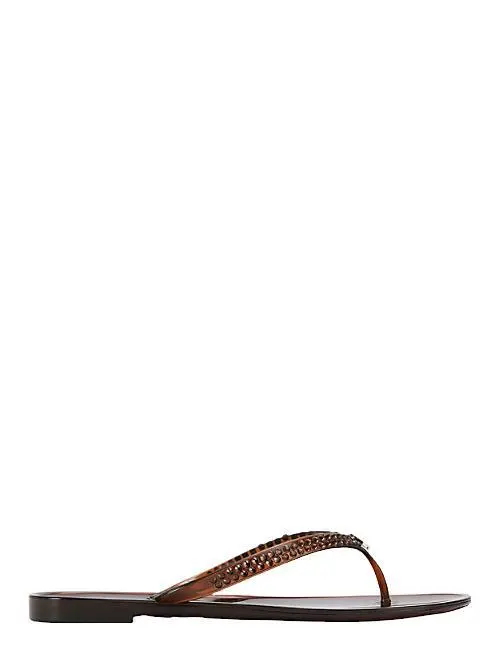 Carvela Embellished Jelly Thong Sandals - Dark Brown