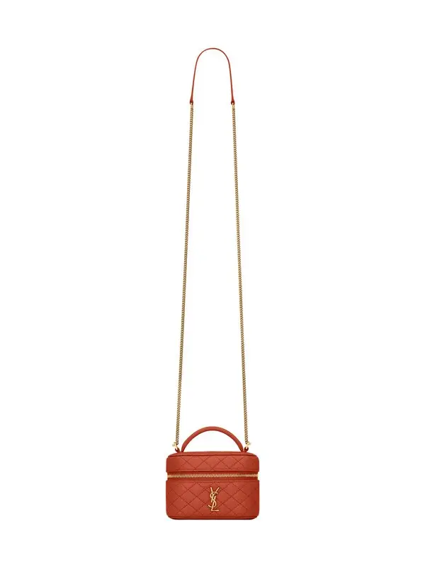 Saint Laurent Gaby Micro Vanity Bag In Lambskin - Dark Mandarin