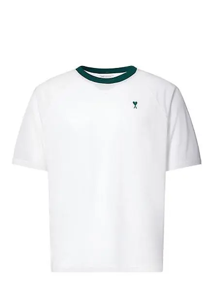 Ami De Coeur Embroidered Logo Cotton-jersey T-shirt - White Black