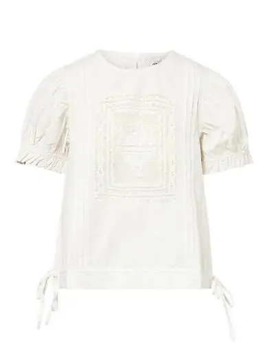 DAMSON MADDER Mabel Lace Insert Cotton Top - White