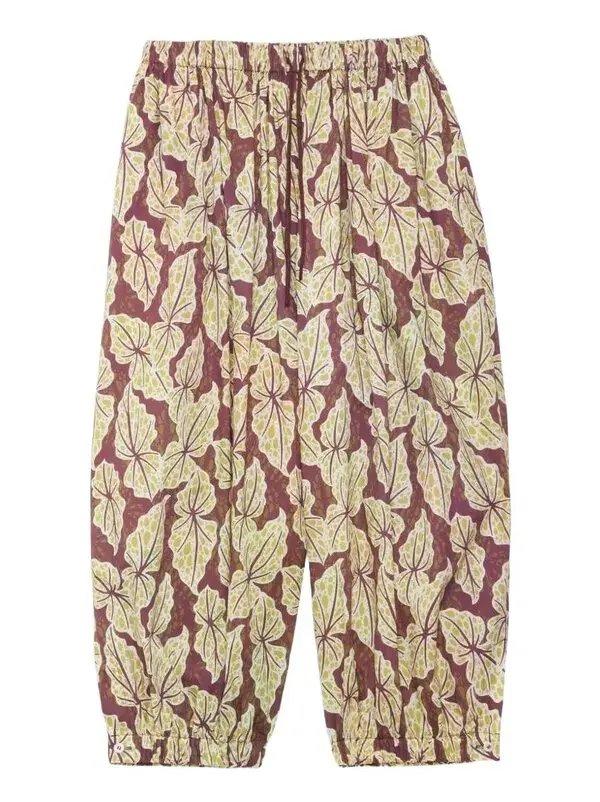 OTTOD'AME Leaf Print Balloon Trousers - Red