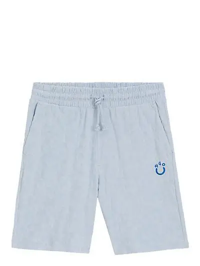 Hugo Brand-embroidered Leopard-print Cotton-jersey Shorts - Open Blue