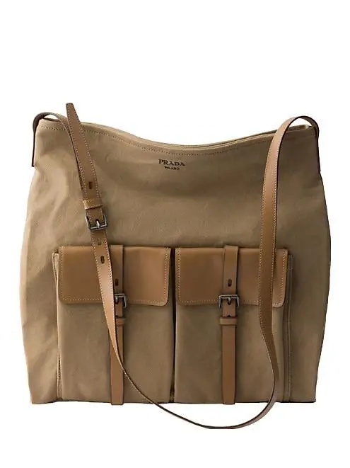 Prada Canvas And Leather Shoulder Bag - Neutral