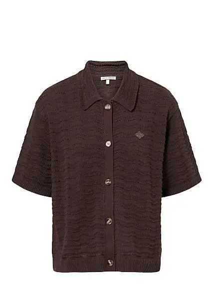 THE COUTURE CLUB Crochet Short Sleeve Shirt - Brown