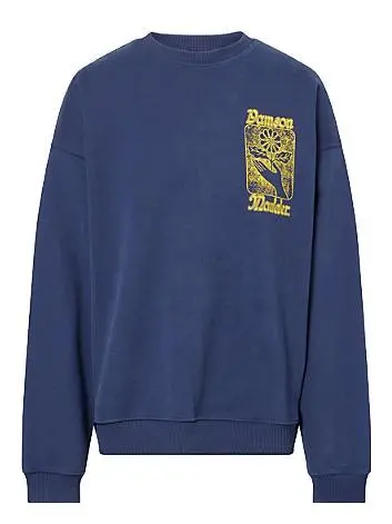 DAMSON MADDER Graphic Print Cotton Jumper - Navy