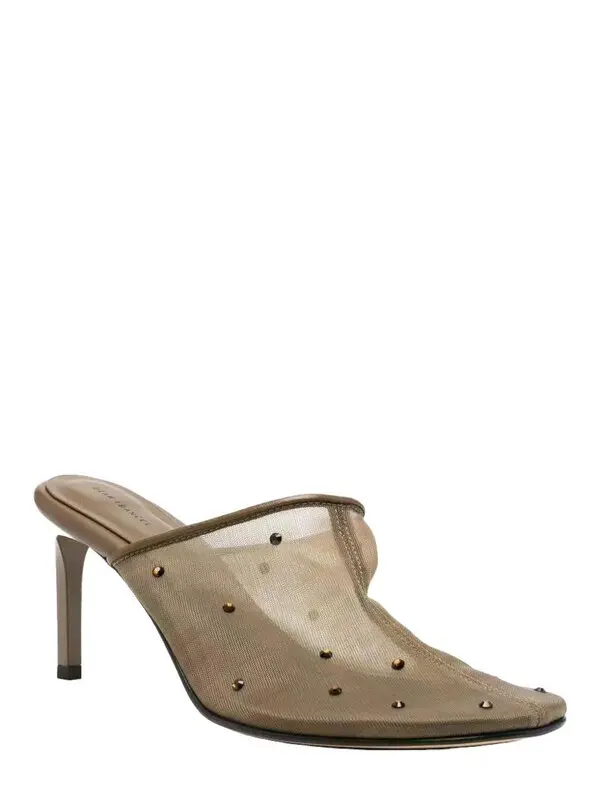 Dear Frances Sade Embellished Mules - Brown