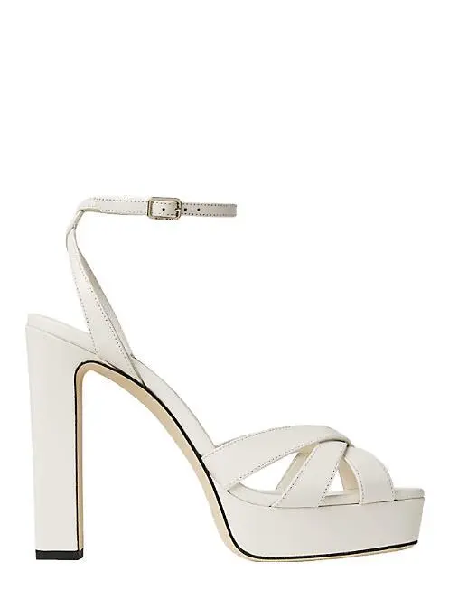 JIMMY CHOO Kove Leather Platform Sandals - Latte