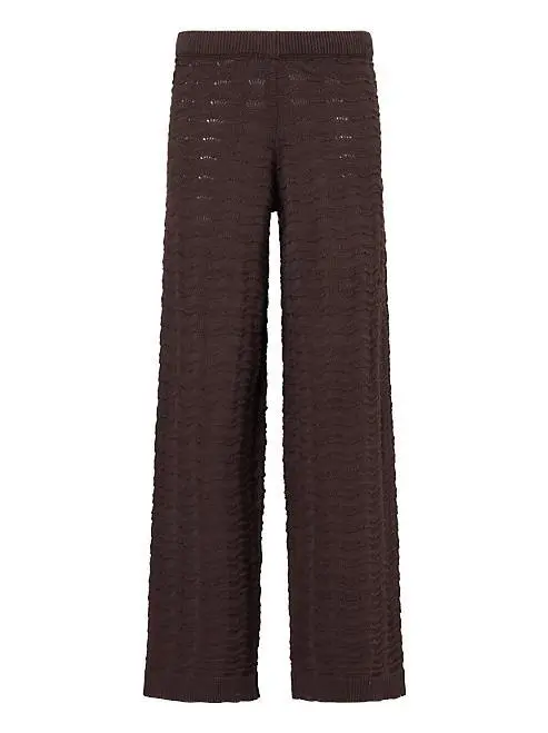 THE COUTURE CLUB Crochet Cotton Knit Trousers - Brown