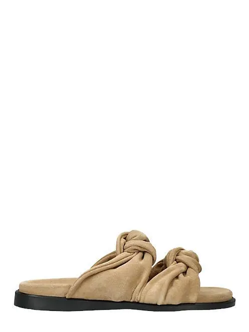 Dear Frances Suede Knot Detail Slides - Camel