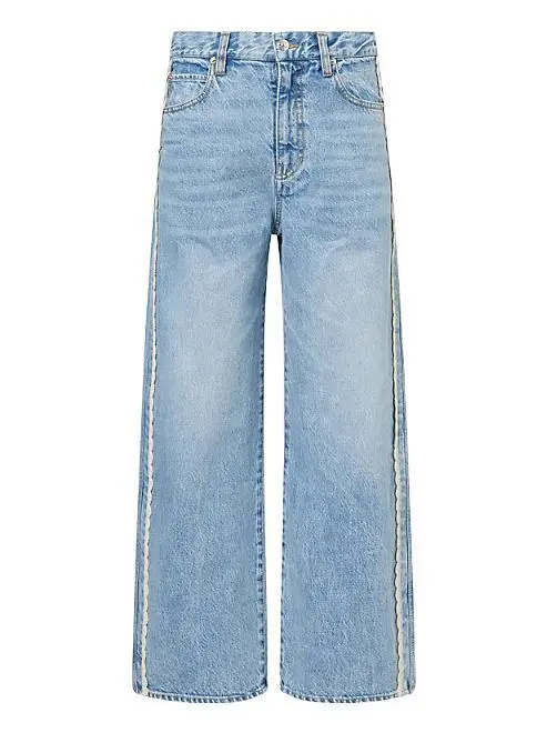 FRAME Crochet Trimmed Cropped Denim Jeans - Aura