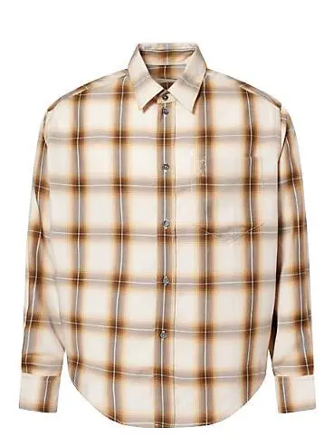 AMI Paris De Coeur Embossed Check Woven Shirt - Beige