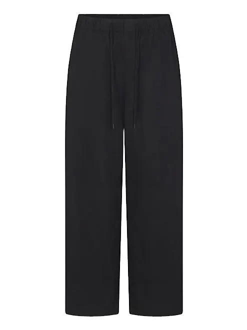 SKIMS Stretch-cotton Straight-leg Trousers - Onyx