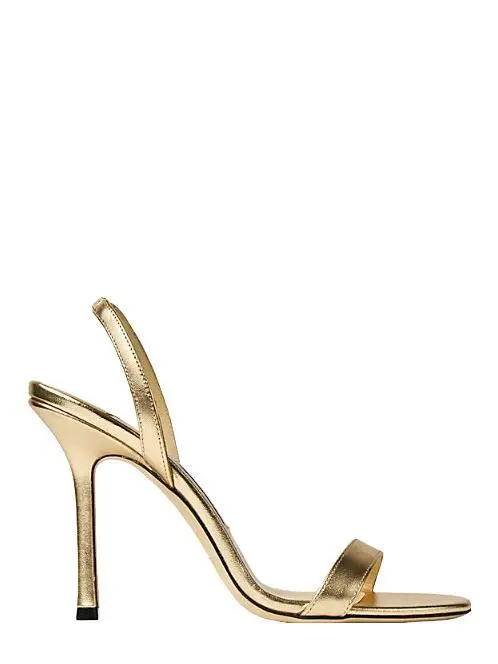 JIMMY CHOO Jenn 100 Metallic Leather Sandals - Gold