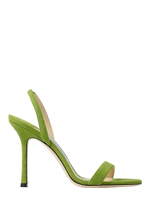JIMMY CHOO Jenn 100 Suede Slingback Sandals - Clover