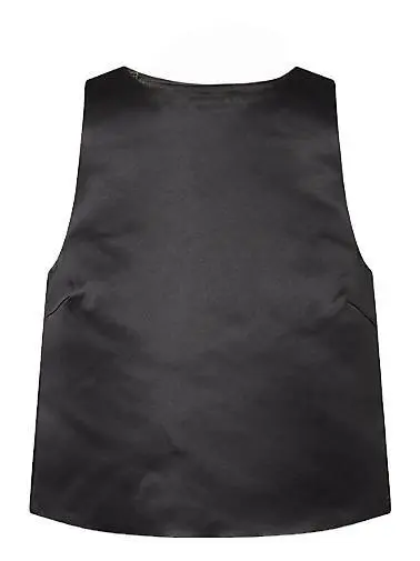 GANNI Crossover Open Back Woven Top - Black