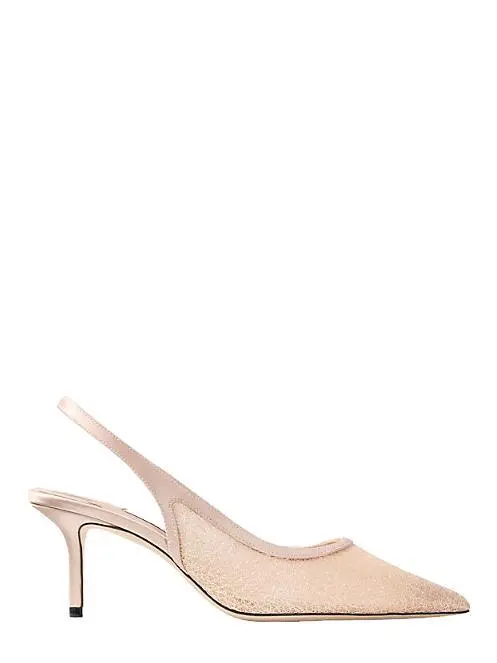 JIMMY CHOO Love 85 Glitter Slingback Stiletto Courts - Macaron