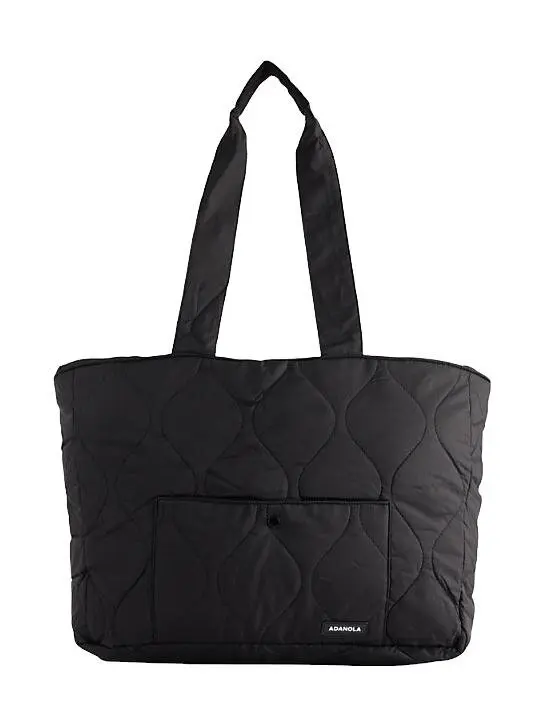 ADANOLA Quilted Tote Bag With Logo Patch - Black