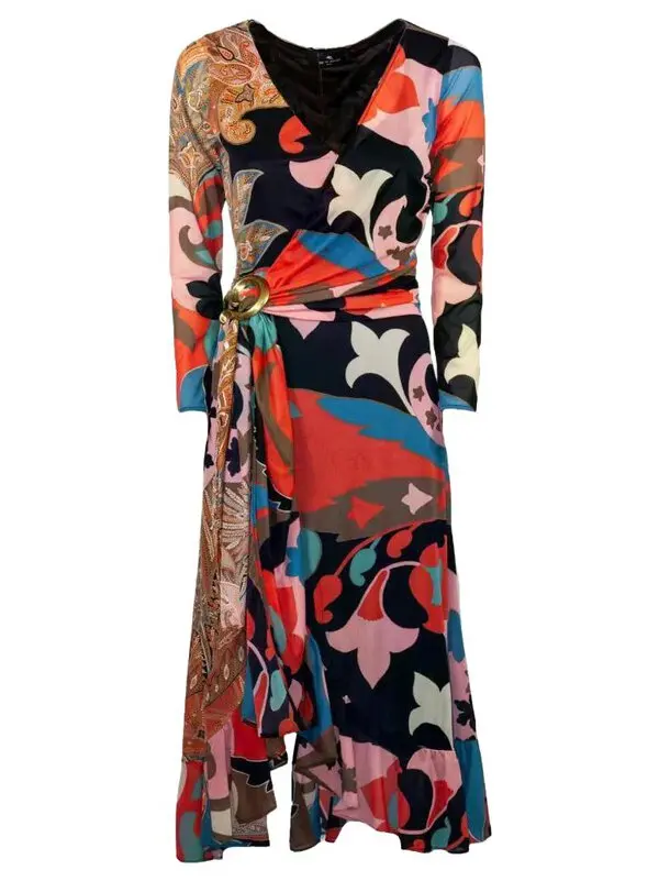 Etro Paisley Print Buckled Dress - Orange