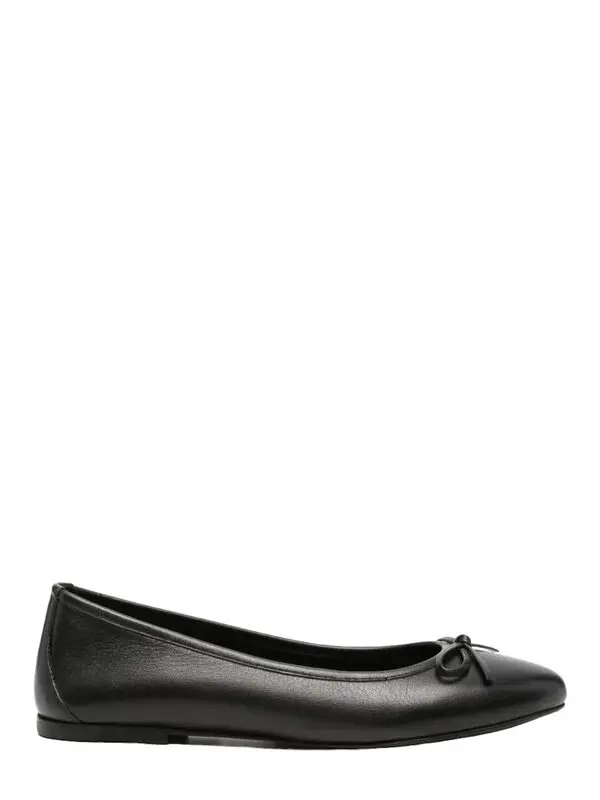 SERGIO MORETTI FIRENZE Bow-detail Leather Ballet Flats - Black