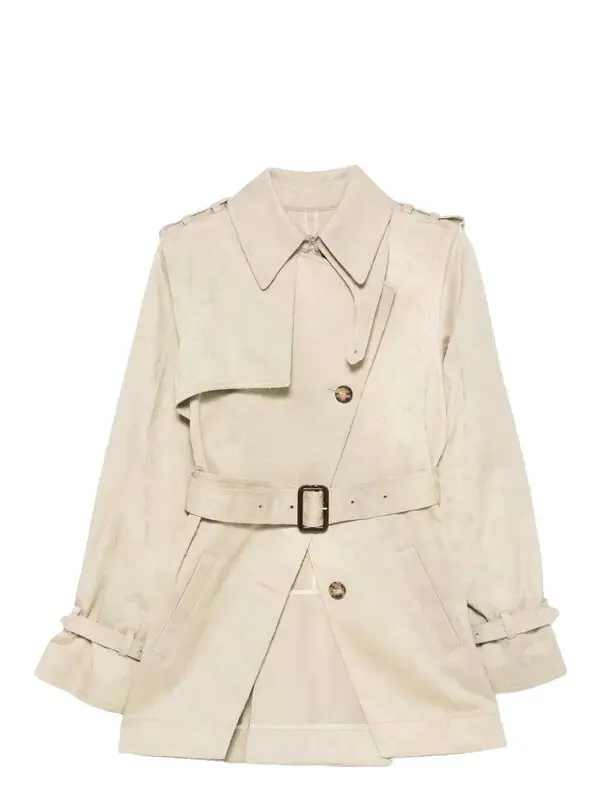 Givenchy Double-breasted Belted Jacket With Monogram Pattern - Neutrals