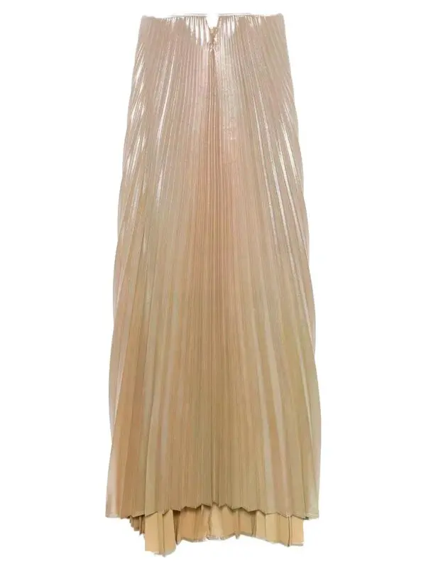 RAME Metallic Pleated Strapless V-neck Maxi Dress - Gold