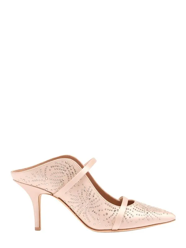 MALONE SOULIERS Satin Crystal-embellished Heeled Mules - Metallic